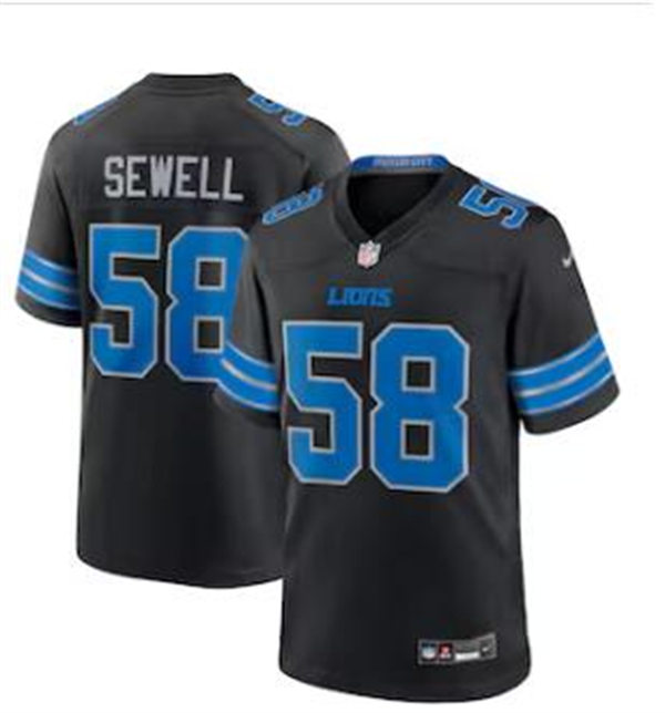 Mens Detroit Lions #58 Penei Sewell Nike 2024 Black 2nd Alternate Vapor ...