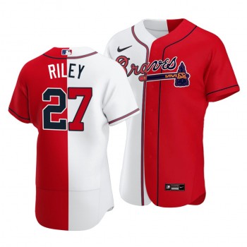 Braves #27 Austin Riley Split White Red Two-Tone Jersey on sale,for ...