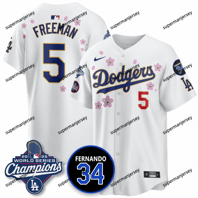 Los Angeles Dodgers 2025 World Series Champions Jersey - All Stitched 5 ...