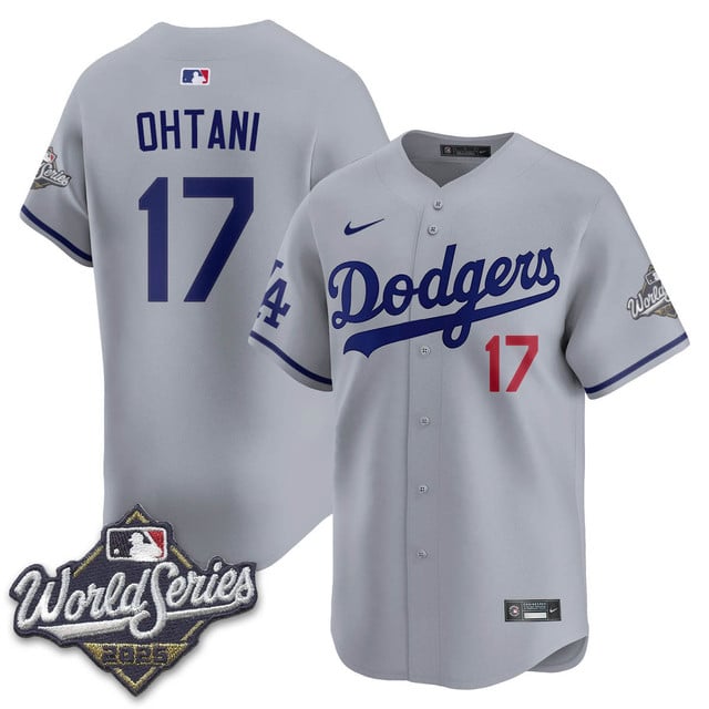 Los Angeles Dodgers 2025 World Series Jersey gray #17 Shohei Ohtani on ...
