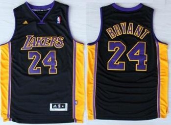 Los Angeles Lakers 24 Kobe Bryant Black NBA Jerseys Purple Number on ...