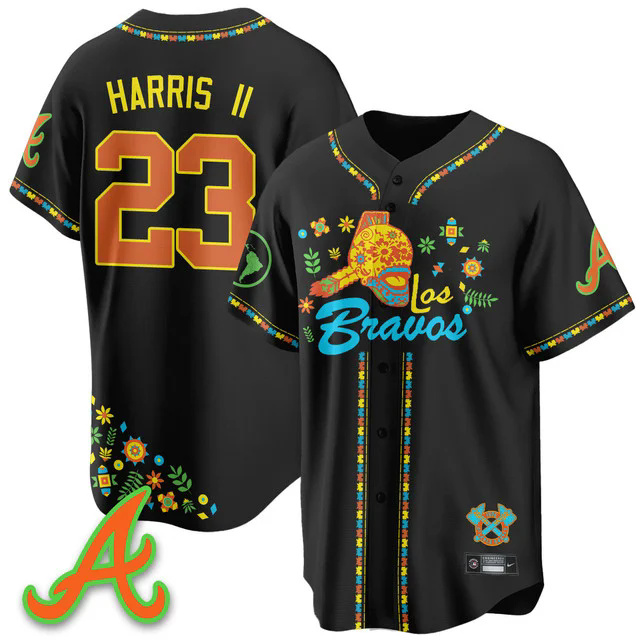 Men's Atlanta Braves 2025 Los Bravos Jersey V2 #23 michael harris II ...