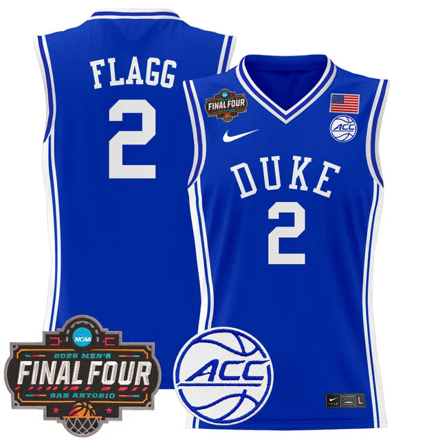 Men's Duke Blue Devils 2025 Final Four Patch Basketball Jersey BLUE #2 ...