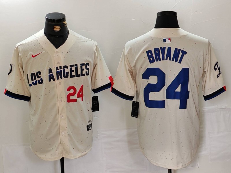 Men's Los Angeles Dodgers #24 Kobe Bryant Number Cream 2024 City ...