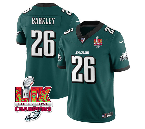 Men's Philadelphia Eagles #26 Saquon Barkley Green 2025 Eagles Logo ...