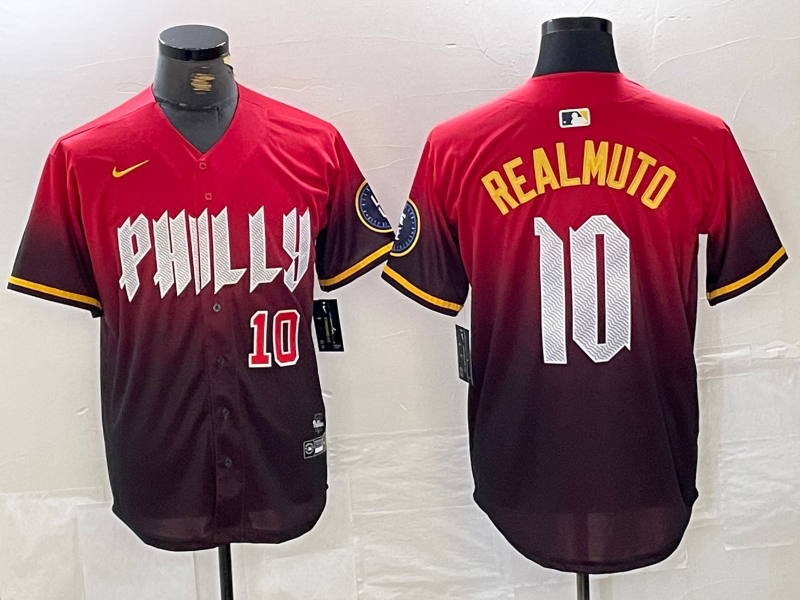 Men's Philadelphia Phillies #10 JT Realmuto Red 2024 City Player Number ...