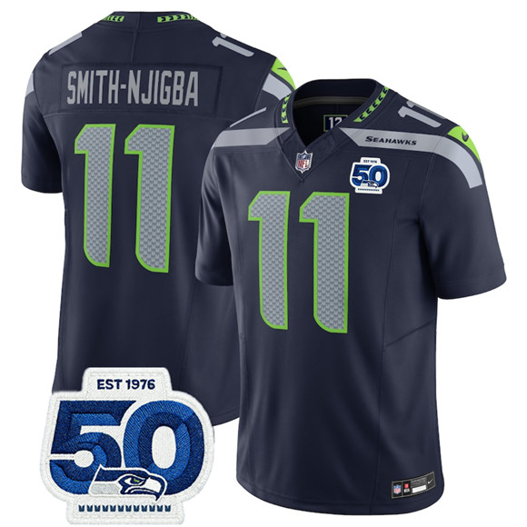 Men's Seattle Seahawks #11 Jaxon Smith-Njigba Navy 2025 F.U.S.E. 50th ...