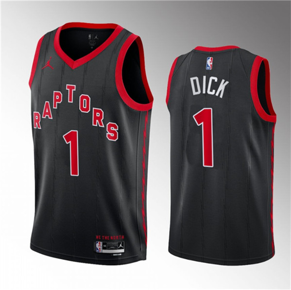 Men's Toronto Raptors #1 Gradey Dick Black 2023 Draft Statement Edition ...