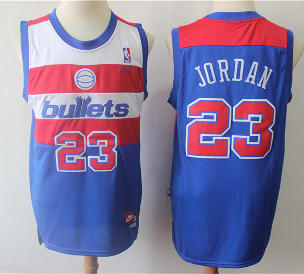 Men's Washington Bullets #23 Michael Jordan Nike Blue Throwback Jersey ...