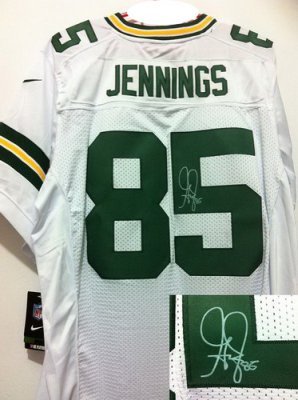 NEW NFL Green Bay Packers 85 Greg Jennings White Signed Jerseys-Elite ...