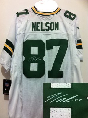 NEW NFL Green Bay Packers 87 Jordy Nelson White Signed Jerseys-Elite on ...