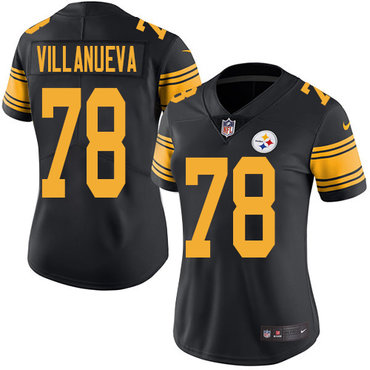Nike Steelers 78 Alejandro Villanueva Black Women Color Rush Limited ...