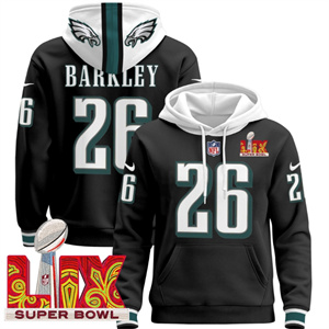 Philadelphia Eagles Super Bowl LIX Patch Pullover Hoodie Black Saquon ...