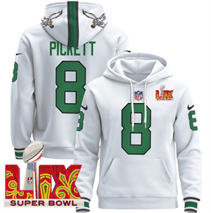 Philadelphia Eagles Super Bowl LIX Patch Pullover Hoodie Kelly White ...