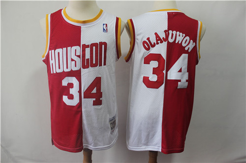 Rockets 34 Hakeem Olajuwon Red White Split 1993-94 Hardwood Classics ...