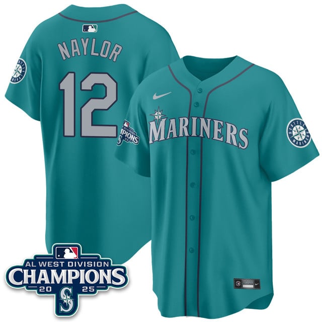Seattle Mariners 2025 AL West Division Champions Jersey navy #12 Josh ...