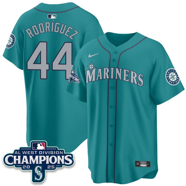 Seattle Mariners 2025 AL West Division Champions Jersey navy #44 Julio ...