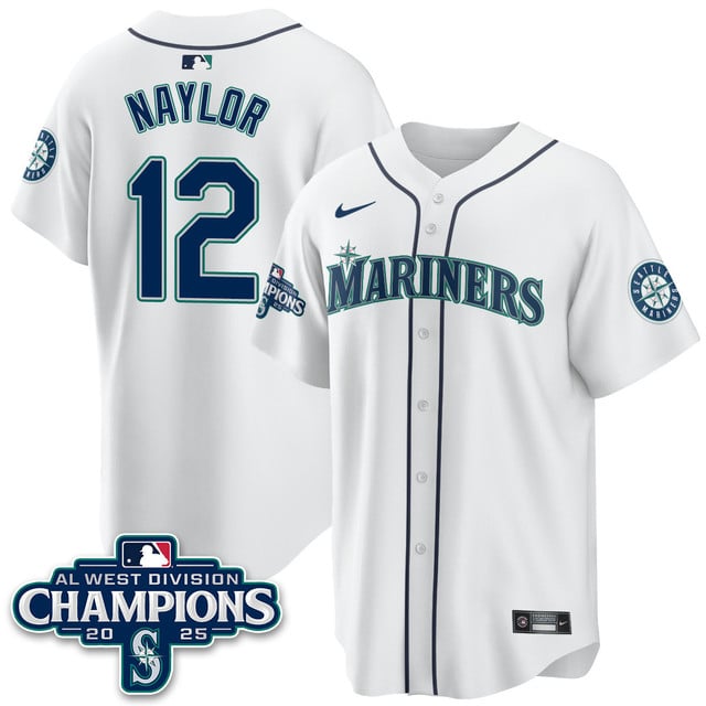 Seattle Mariners 2025 AL West Division Champions Jersey white #12 Josh ...