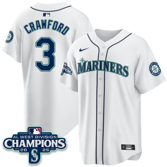 Seattle Mariners 2025 AL West Division Champions Jersey white #3 J.P ...
