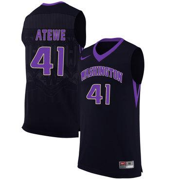 Washington Huskies 41 Matthew Atewe Black College Basketball Jersey on ...