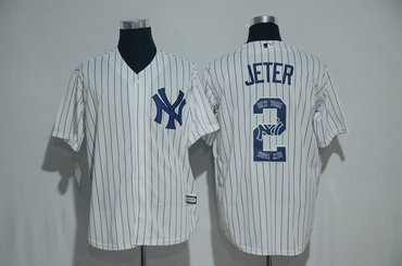 Yankees 2 Derek Jeter White Team Logo Print Cool Base Jersey on sale ...